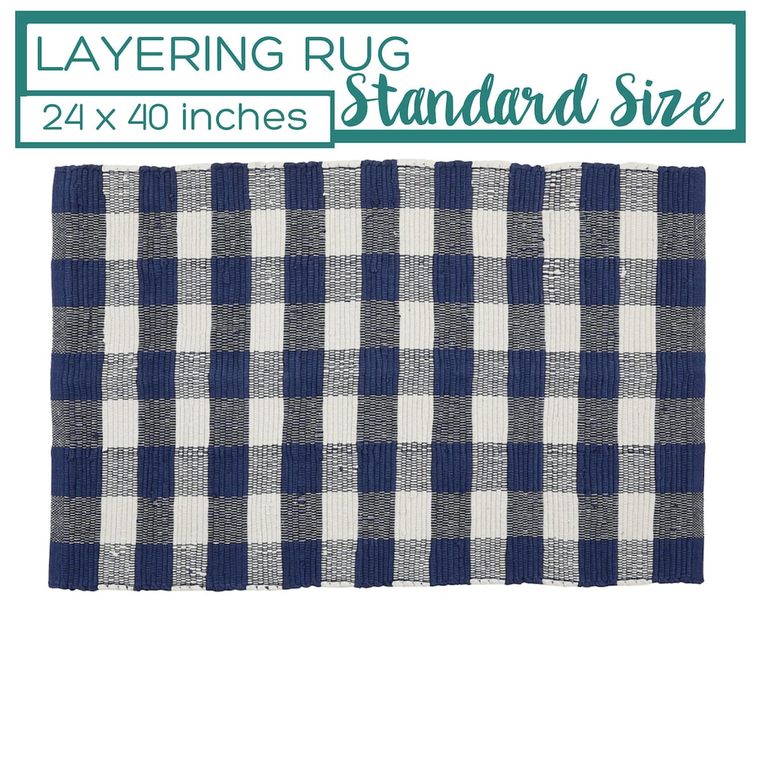 Navy Blue Area Rug, Navy Rug, Rag Rug, Navy and Cream Rug, Buffalo ...