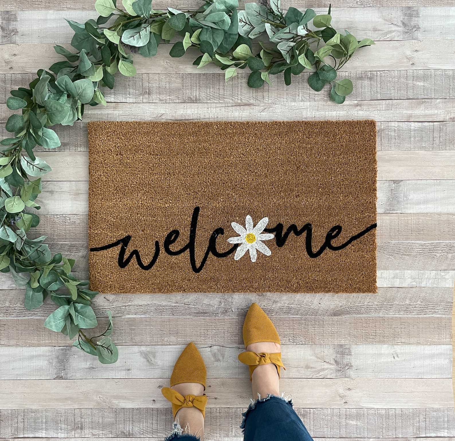 Daisy Doormat Flower Doormat Floral Door Mat Spring Welcome - Etsy
