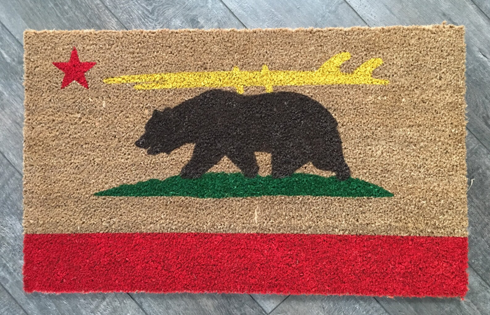 Surfing Doormat / California Bear Door Mat / Welcome Mat / | Etsy