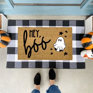 Hey Boo Doormat Halloween, Ghost Doormat Large, Outdoor Halloween Decor ...