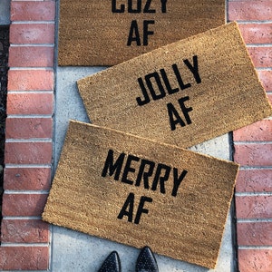 JOLLY AF, Christmas Doormat, Winter Doormat, Funny Christmas Door Mat ...