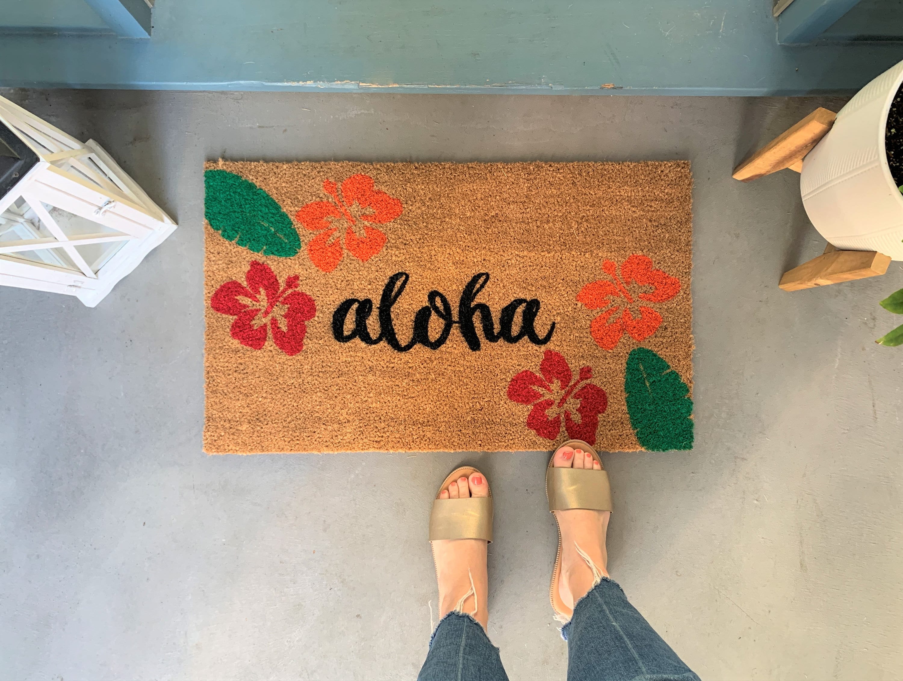 Aloha Doormat, Plant Lady Doormat, Custom Doormat, Floral Doormat ...