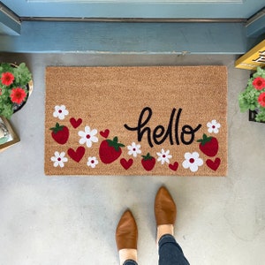 Strawberry Doormat Summer, Colorful Doormat for Spring, Strawberry ...