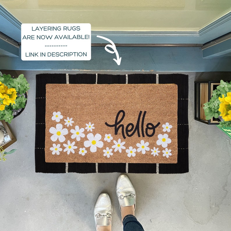 Spring Flower Doormat, Daisy Doormat Large, Floral Door Mat, Spring ...