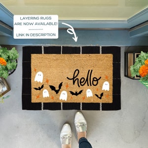 Halloween Doormat Bats, Ghost Welcome Mat, Outdoor Doormat, Fall Door ...