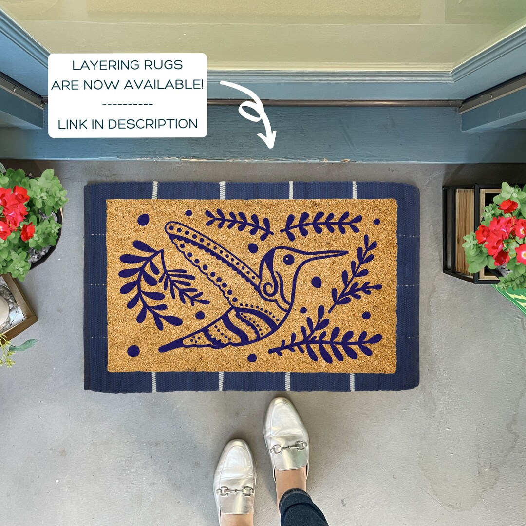 Hummingbird Doormat, Floral Door Mat, Spring Doormat Boho, Spring Porch ...