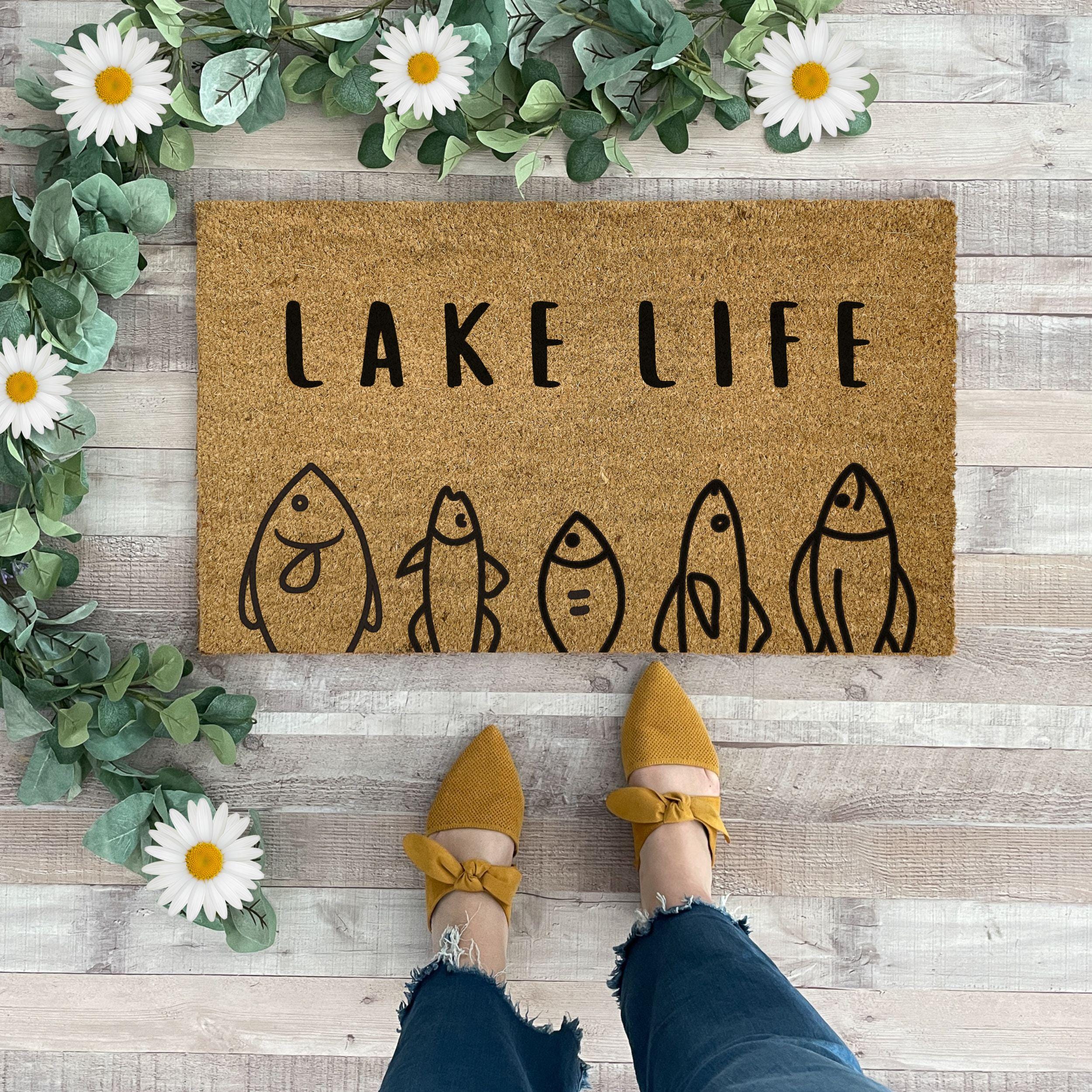 Lake Life Doormat With Fish, Outdoor Welcome Mat for Lakehouse, Cabin ...