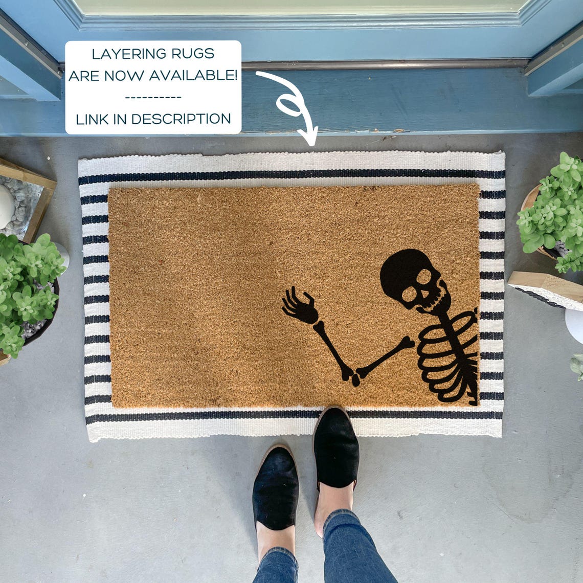 Halloween Doormat Skeleton, Skeleton Welcome Mat, Halloween Decor ...