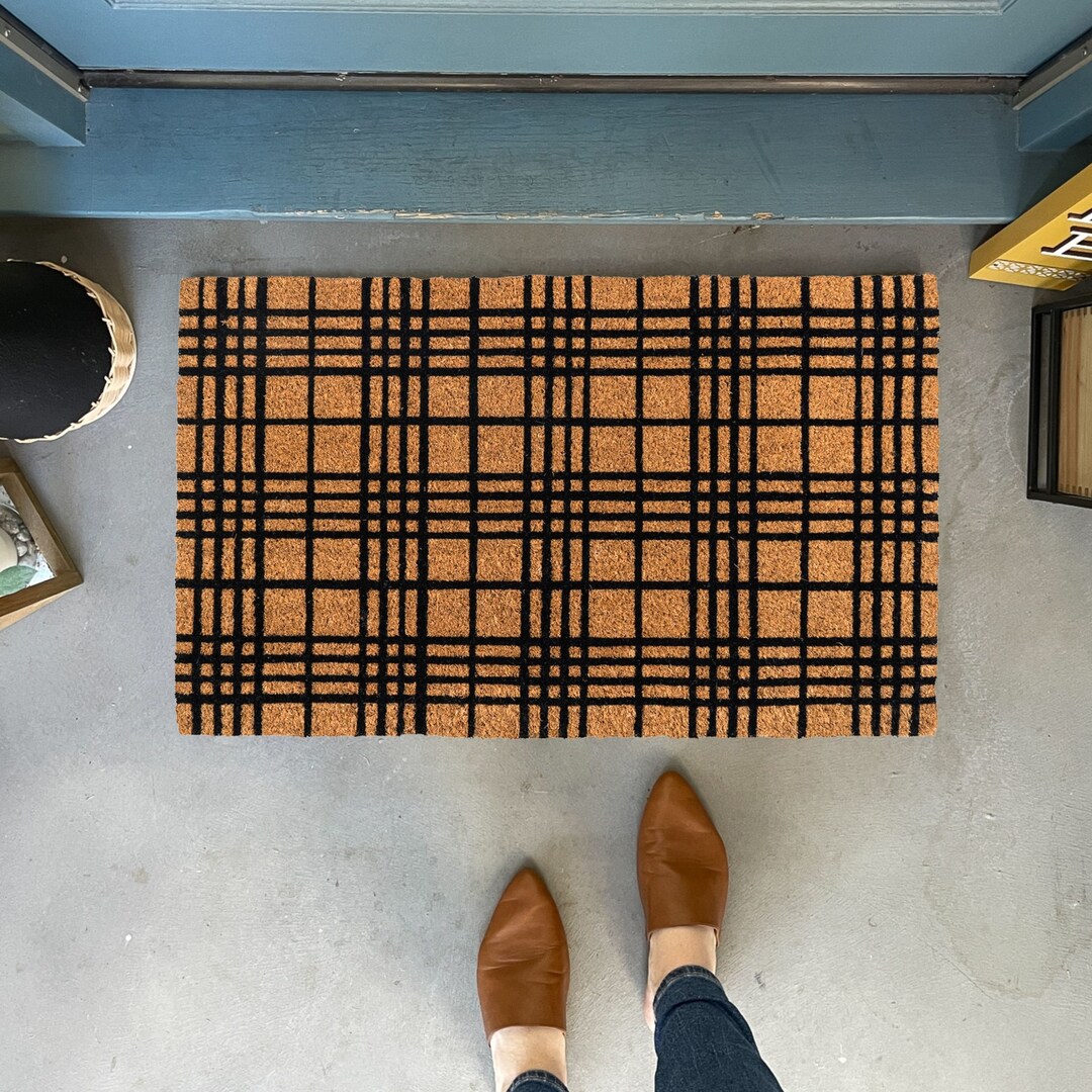 Plaid Doormat Outdoor, Housewarming Gift for Couple, Modern Doormat for ...