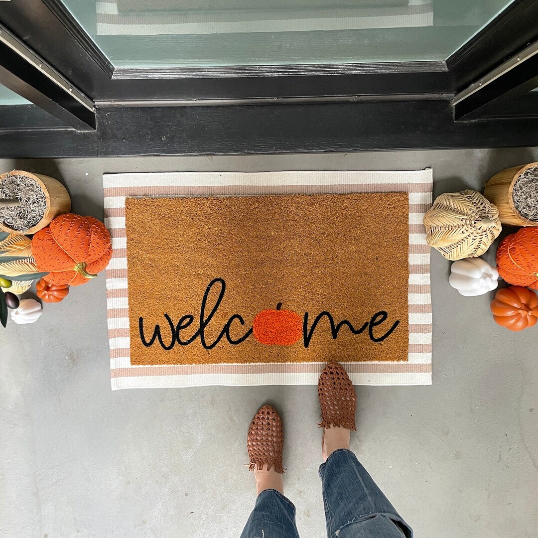 Pumpkin Doormat, Fall Doormat for Front Porch, Fall Porch Decor ...