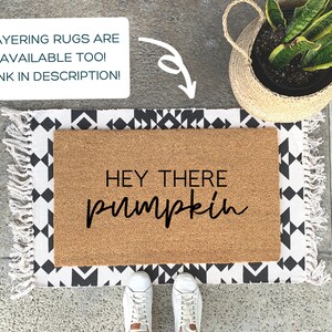 Hey There Pumpkin Doormat, Front Porch Decor, Thanksgiving Welcome Mat ...