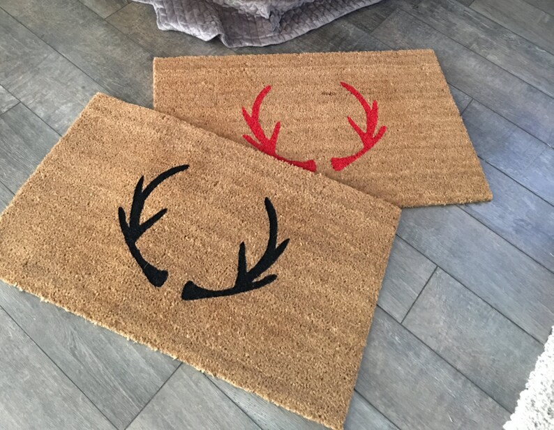 Antler Doormat, Custom Welcome Mat, Personalized Doormat, Monogram ...