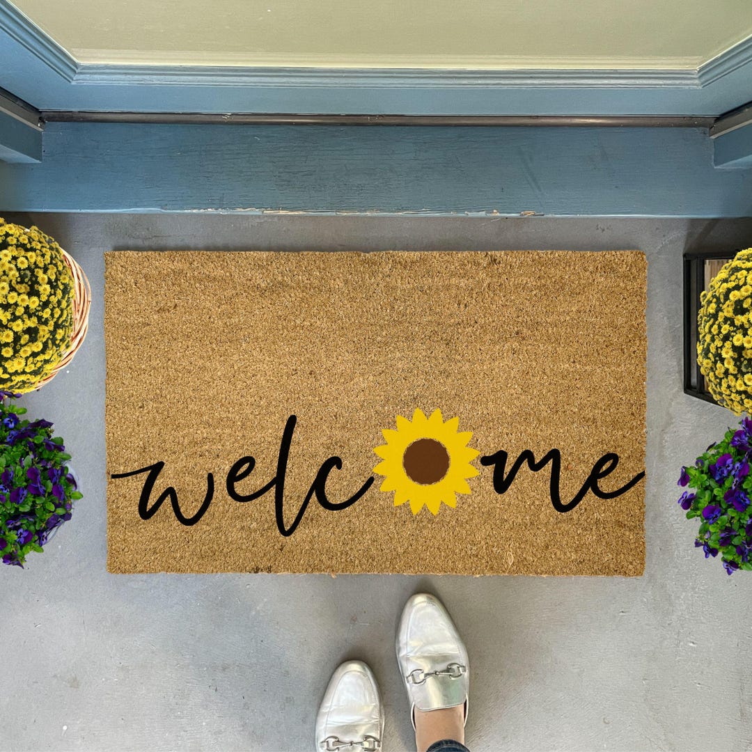 Sunflower Doormat, Floral Door Mat, Spring Doormat, Spring Porch Decor ...