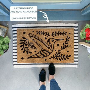 Hummingbird Doormat, Floral Door Mat, Spring Doormat Boho, Spring Porch ...