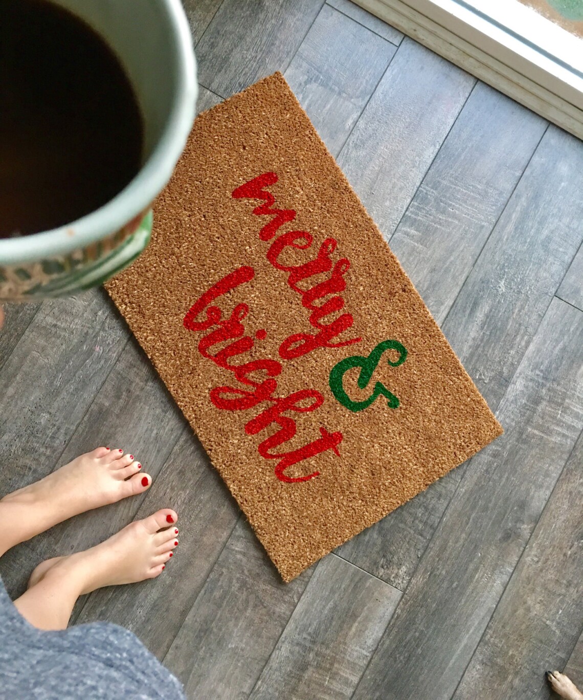 Christmas Doormat, Merry and Bright Doormat, Christmas Decor for Porch ...
