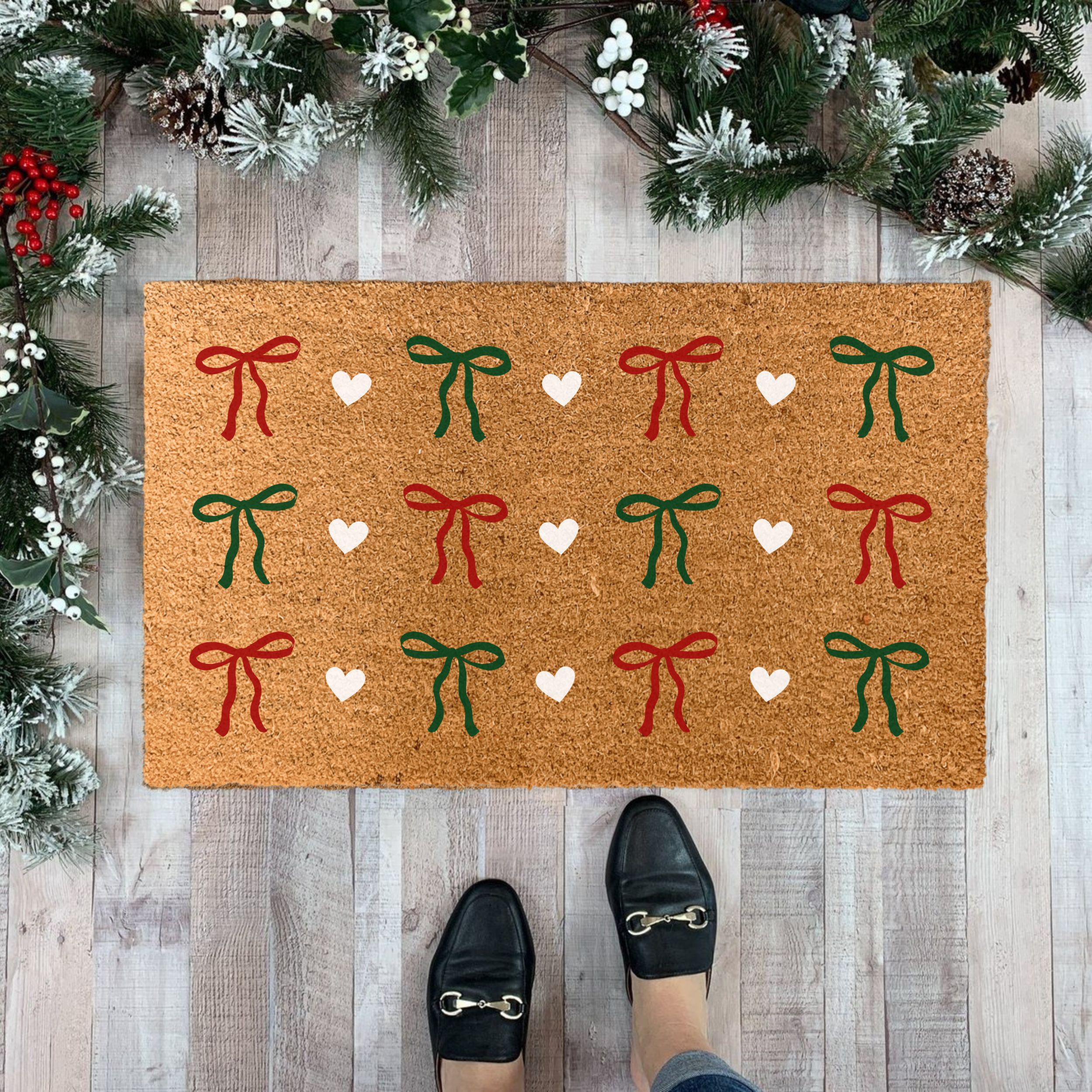 Coquette Christmas Decor, Christmas Doormat for Porch, Coquette Bow ...