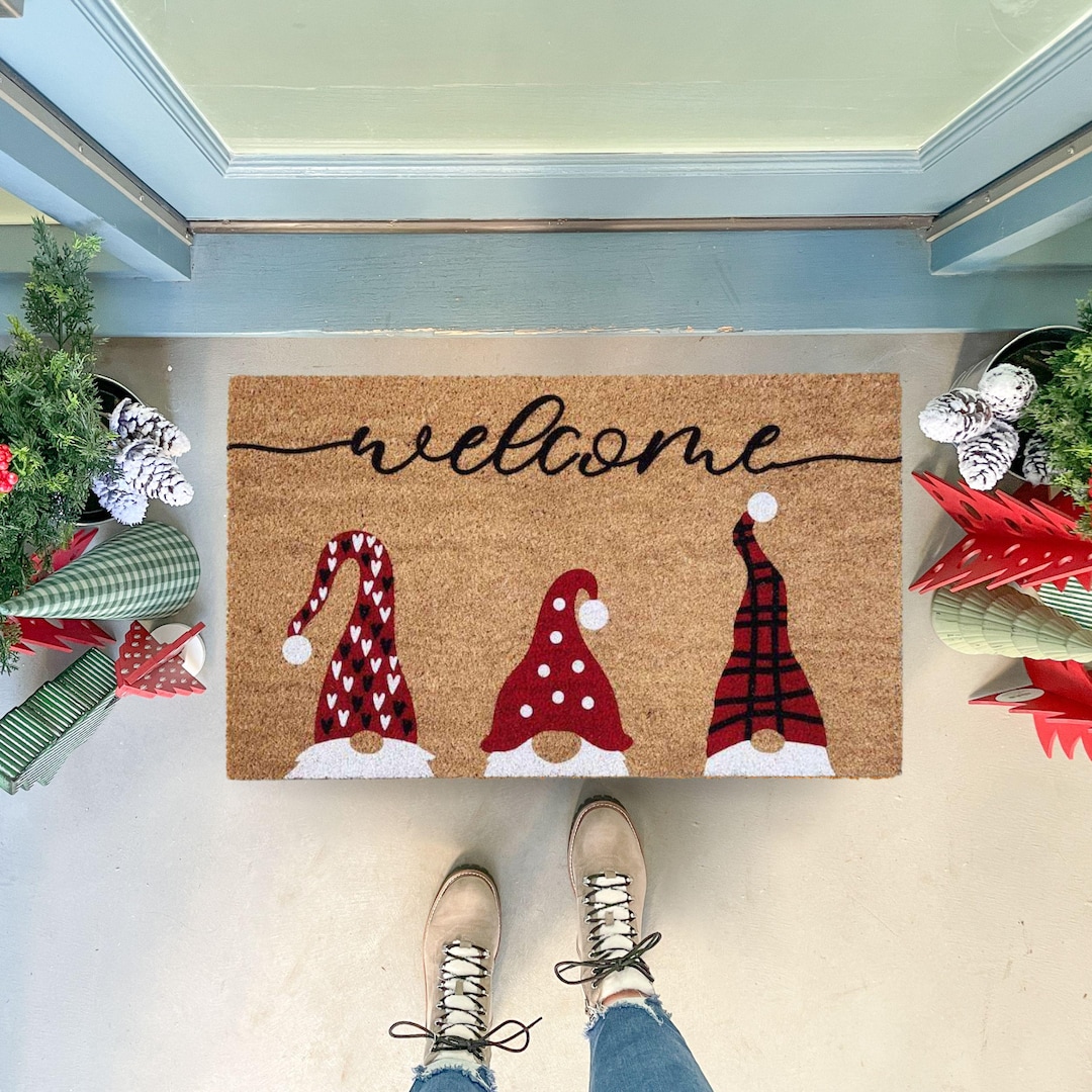 Gnome Door Mat Winter, Christmas Doormat, Christmas Decor Outside ...