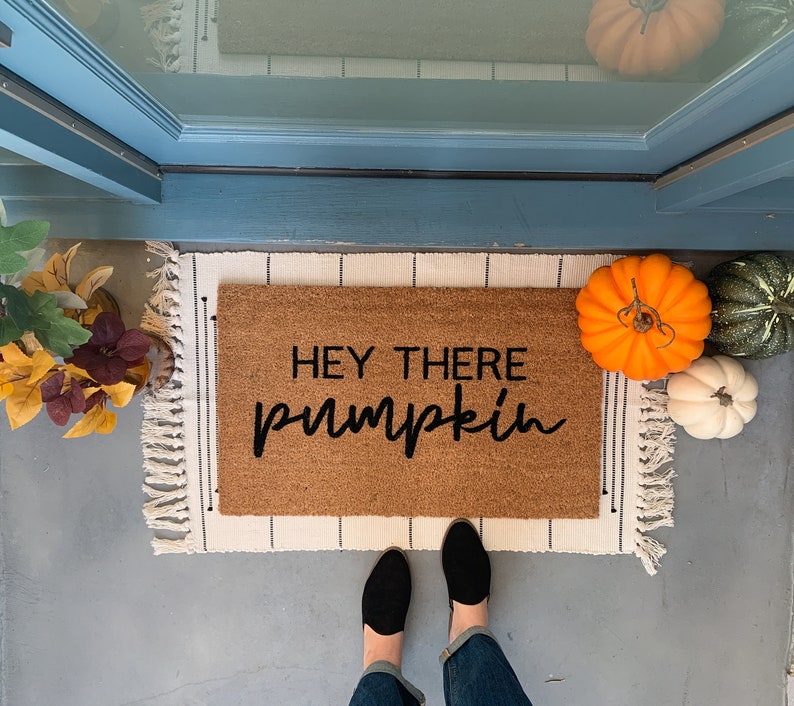Hey There Pumpkin Doormat Front Porch Decor Thanksgiving - Etsy
