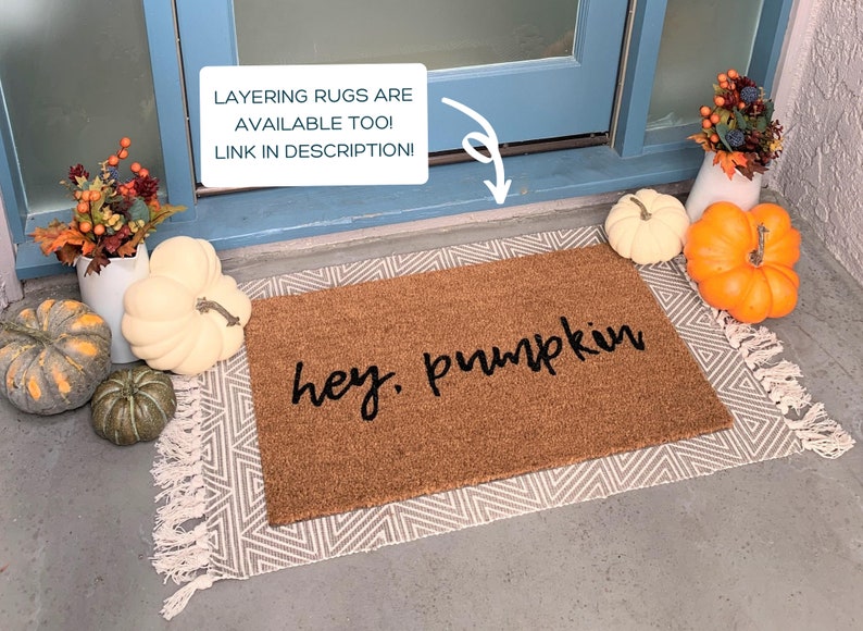 Hey pumpkin Doormat / Thanksgiving Doormat / Fall Porch Decor | Etsy