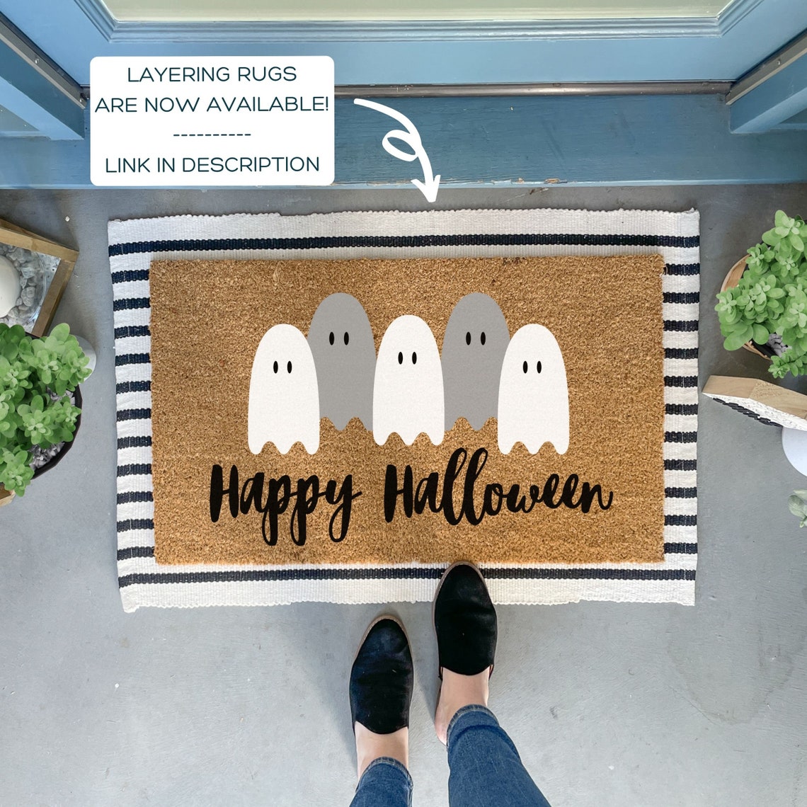 Ghost Doormat Halloween, Ghost Decor for Porch, Halloween Decor, Boo ...