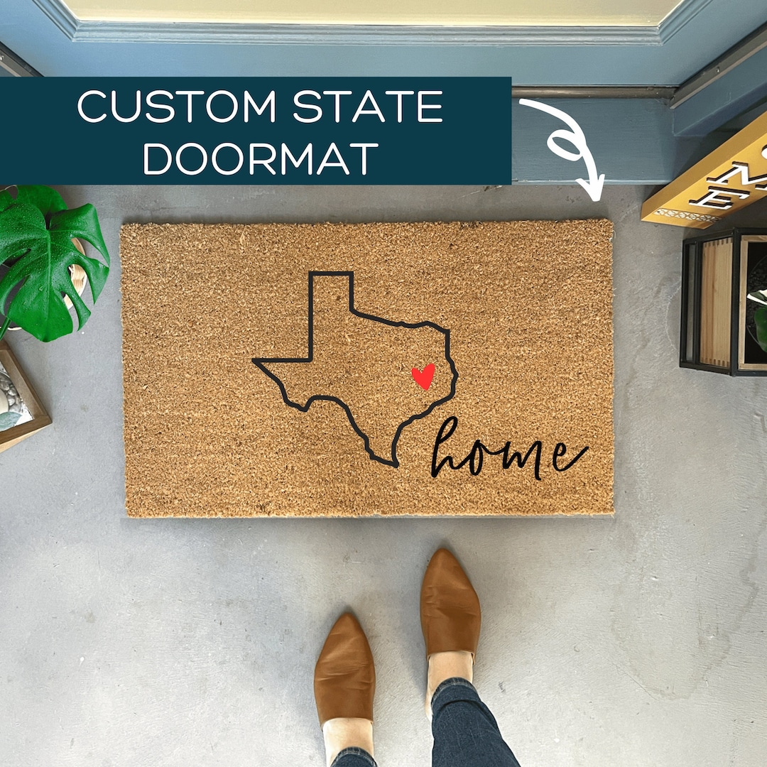 Custom State Doormat, Couples Welcome Mat, Personalized Doormat, State ...
