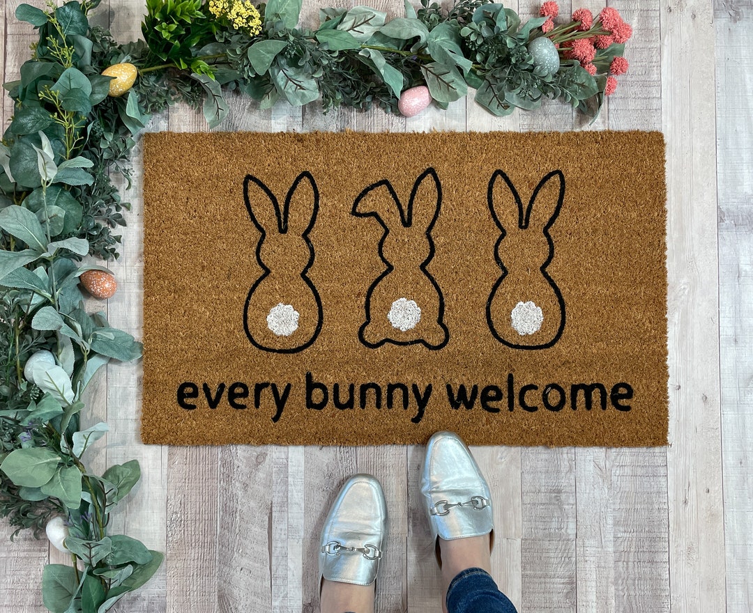 Every Bunny Welcome, Easter Doormat, Funny Bunny, Outdoor Welcome Mat ...