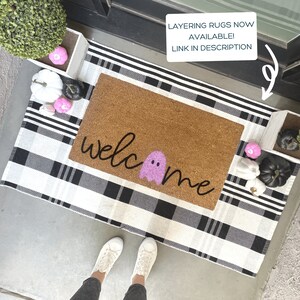Halloween Doormat, Ghost Welcome Mat, Pink Halloween Decor Outdoor, Boo ...