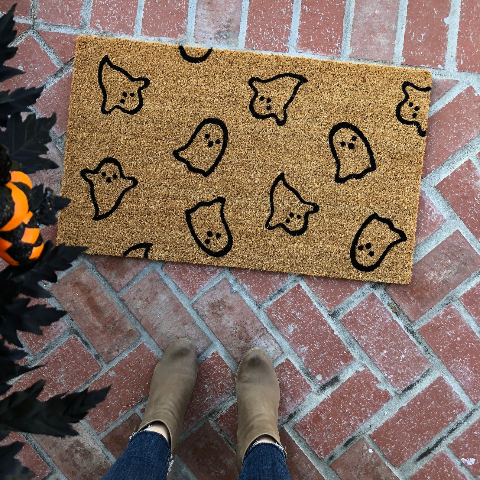 Halloween Doormat Ghost Welcome Mat Thanksgiving Doormat - Etsy