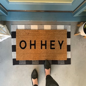Modern Doormat, Oh Hey, Mid-century Decor, Cute Doormat, Coir Doormat ...