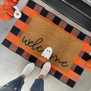 Halloween Doormat, Double Doormat, Ghost Welcome Mat, Halloween Decor ...