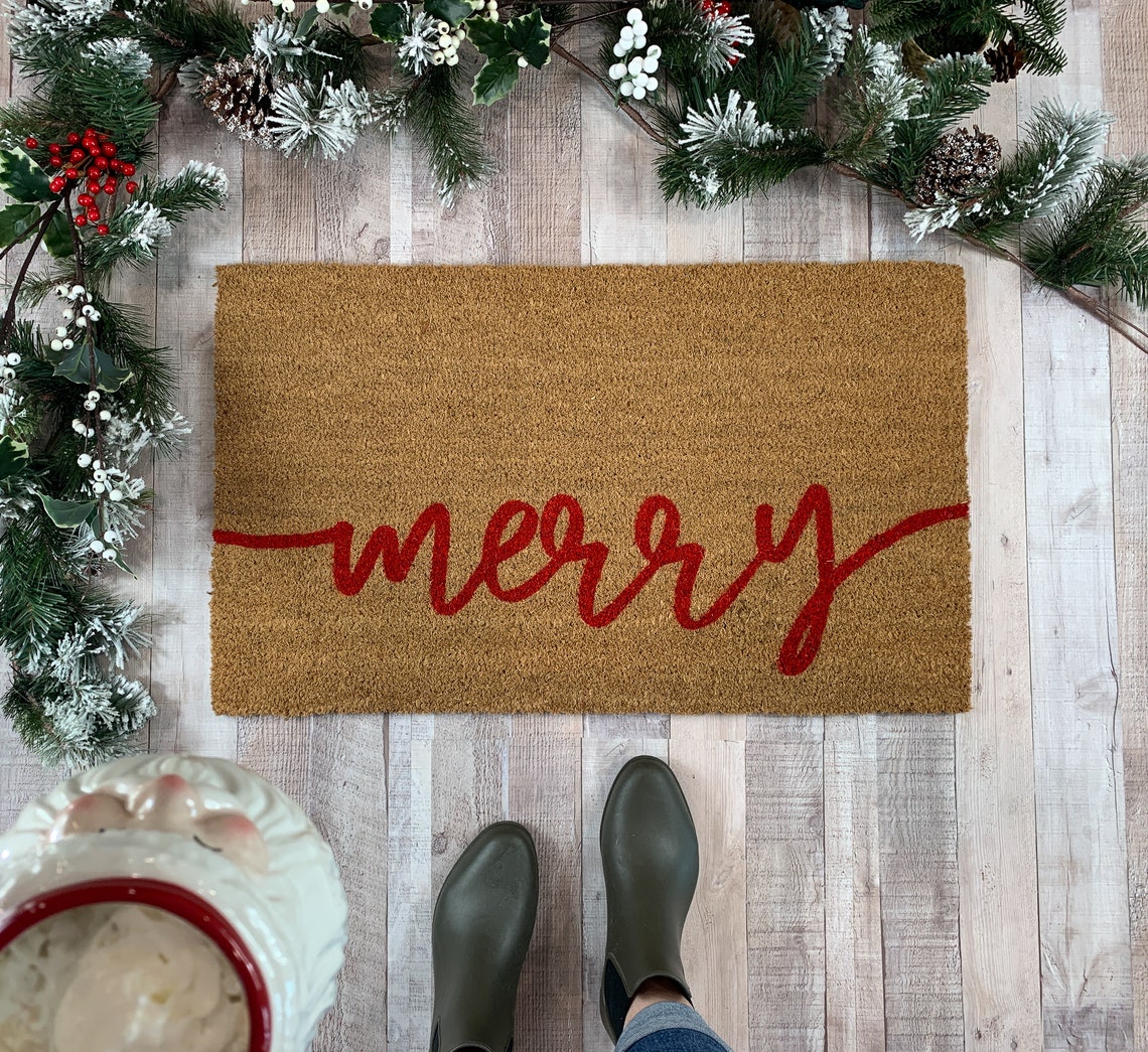 Christmas Doormat, Winter Doormat, Front Door Mat, Holiday Door Mat ...