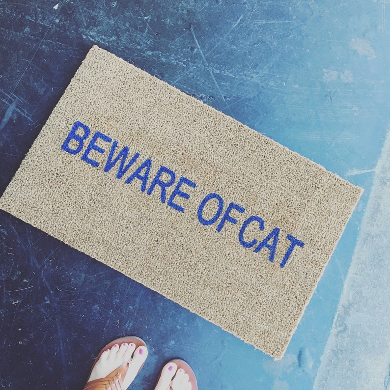 Beware of Cat Doormat Cat Funny Animal Doormat Rude Door | Etsy