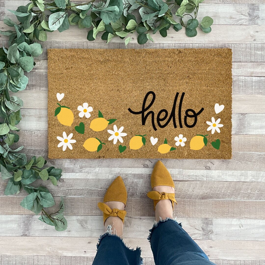 Lemon Doormat Outdoor Welcome Mat, Flower Door Mat, Housewarming Gift ...