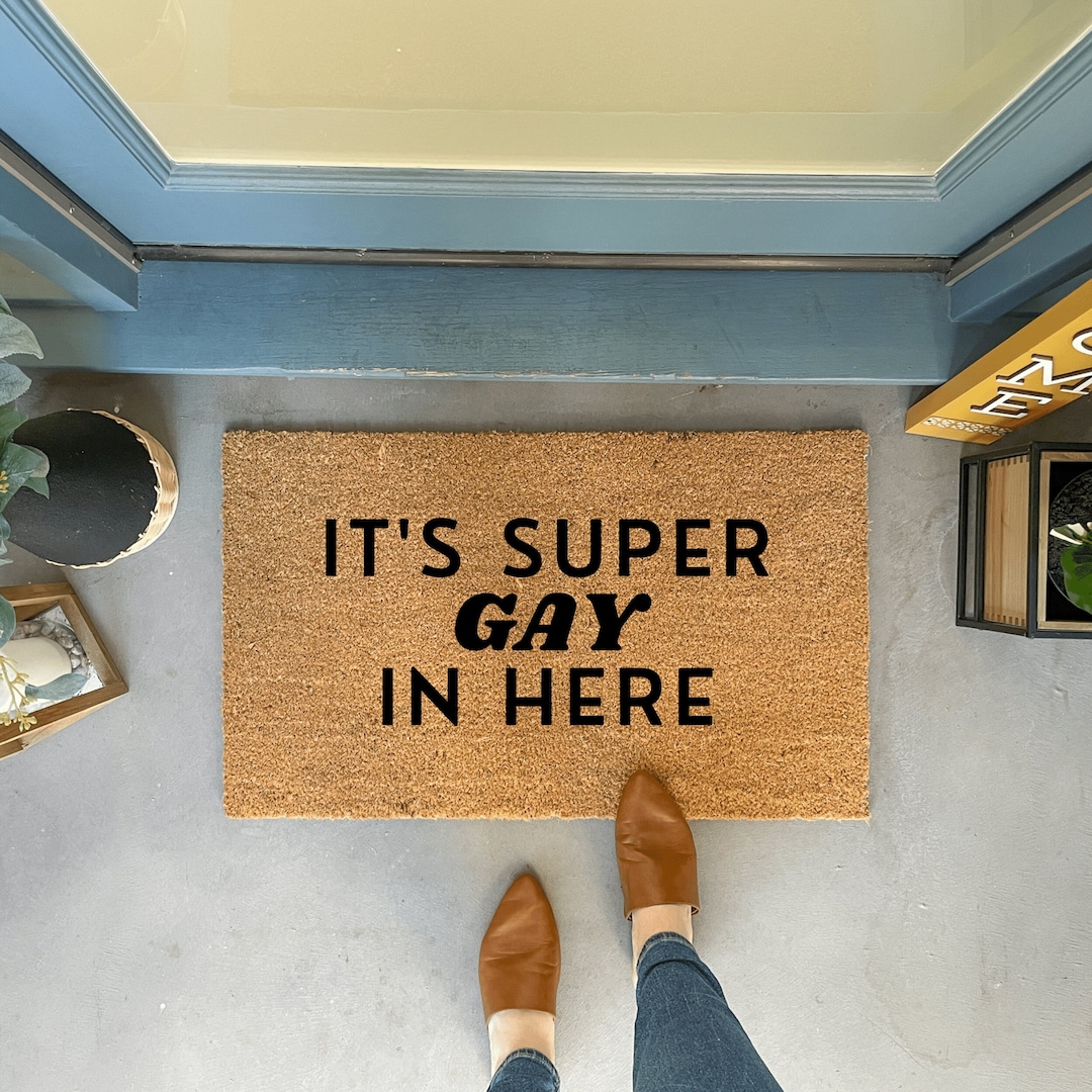 Super Gay Door Mat / Gay Pride Doormat / LGBTQ Pride / Funny Welcome ...