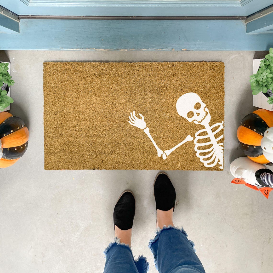 Halloween Doormat Skeleton, Skeleton Welcome Mat, Halloween Decor ...