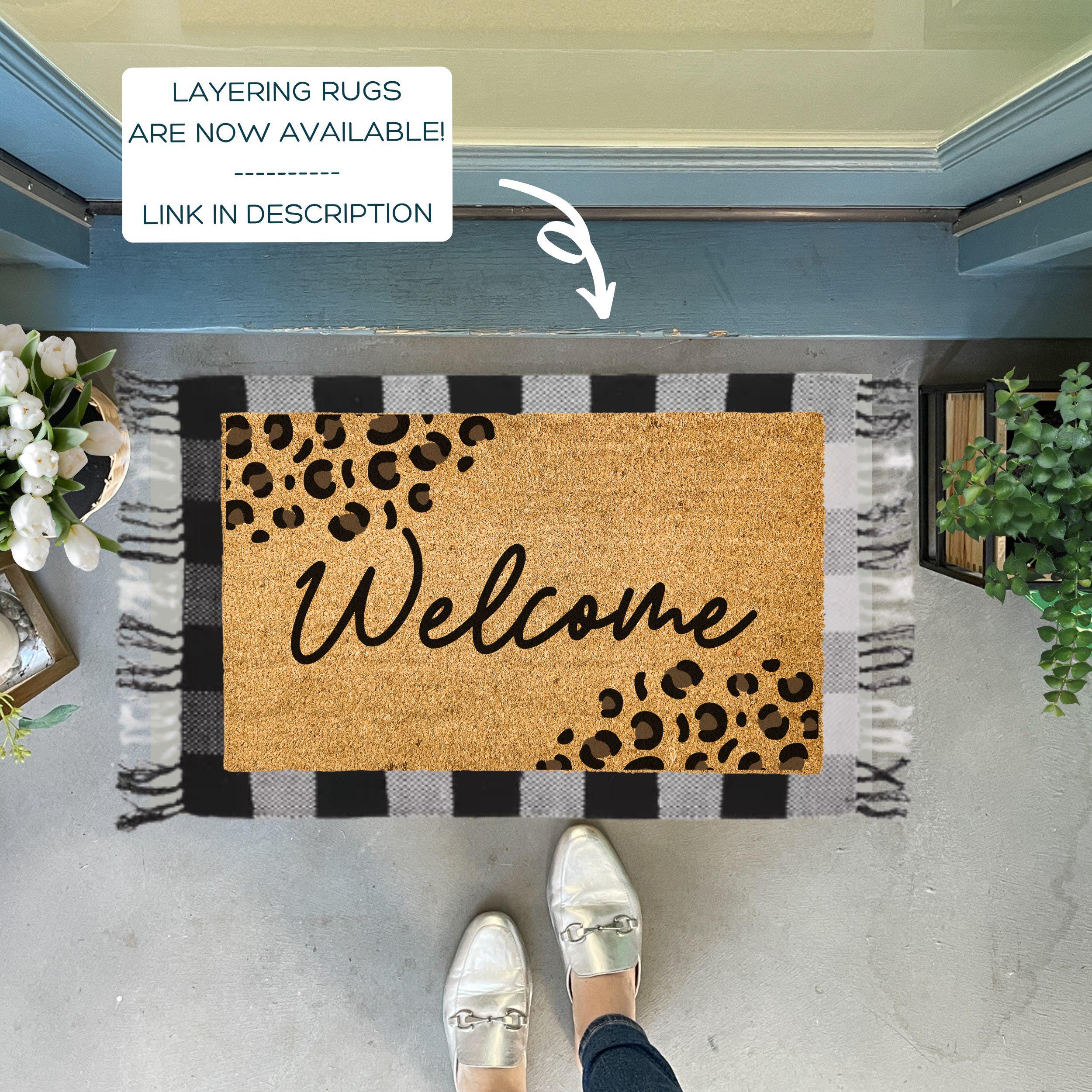 Cheetah Print Welcome Doormat, Leopard Print Doormat, Boho Entry Rug ...