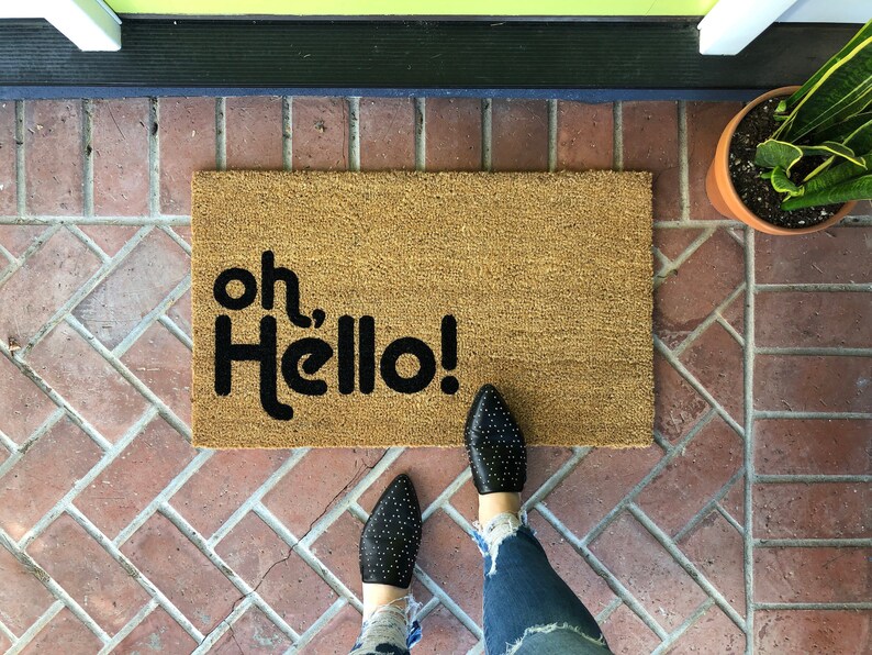 Oh Hello Funny Doormat / Outdoor Spring Welcome Mat / Front | Etsy