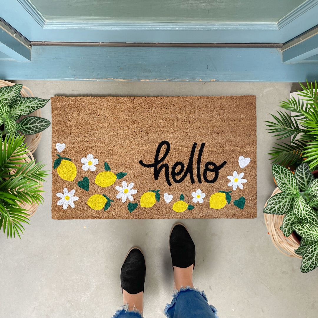 Lemon Doormat Outdoor Welcome Mat, Flower Door Mat, Housewarming Gift ...