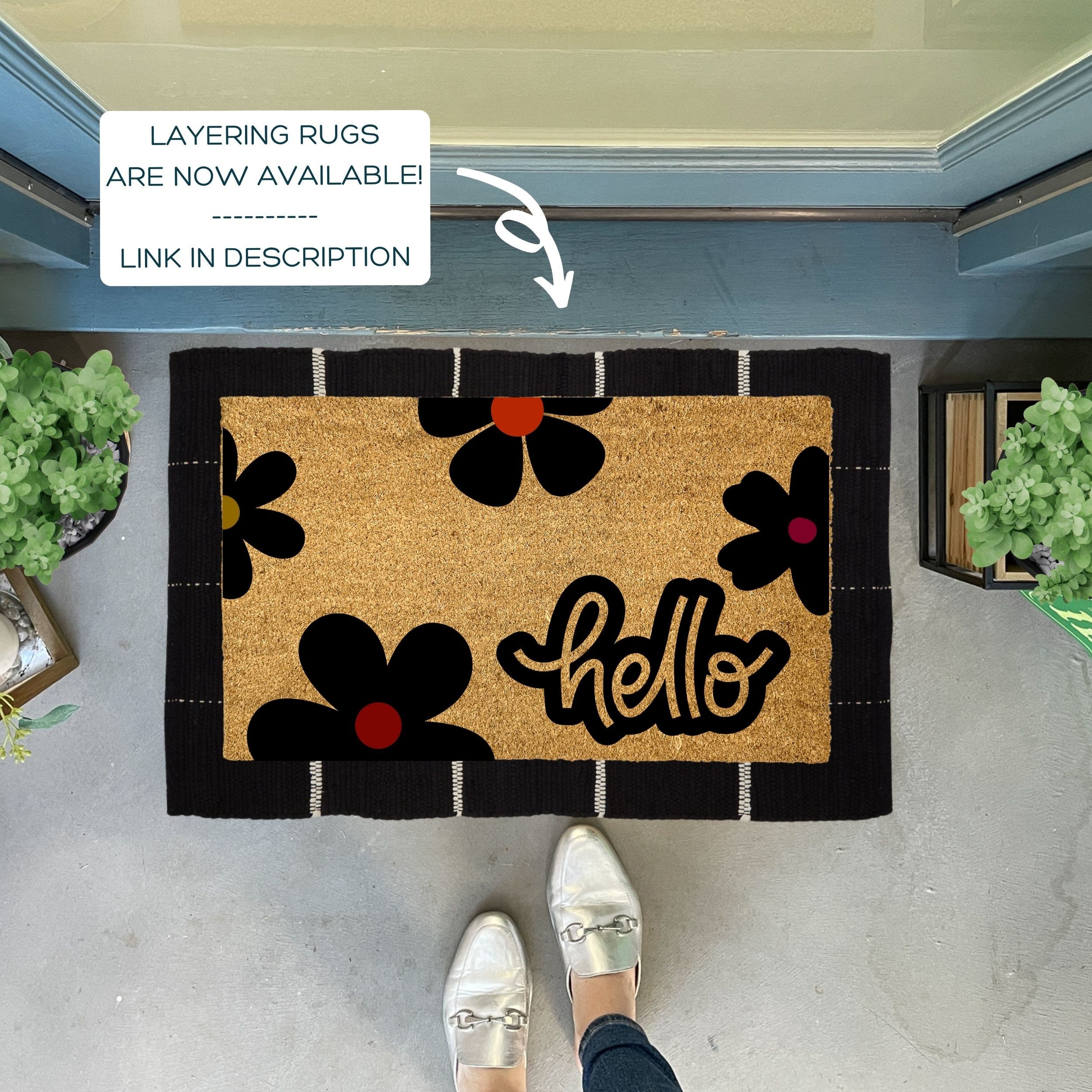 Spring Doormat Flowers, Daisy Doormat Large, Floral Door Mat, Spring ...