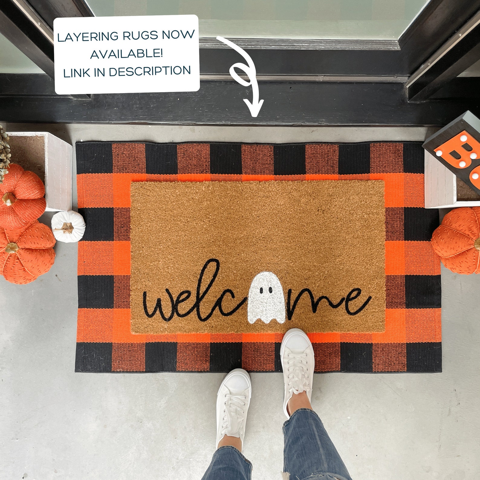 Halloween Doormat Ghost Welcome Mat Halloween Decor Outdoor - Etsy
