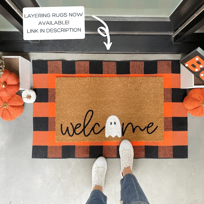 Halloween Doormat Ghost Welcome Mat Halloween Decor Outdoor - Etsy