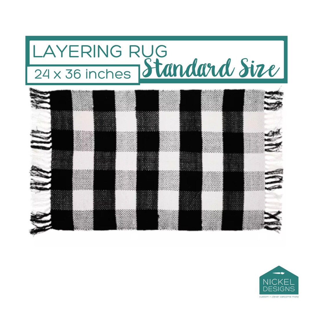 Buffalo Check Rug, Black and White Plaid Rug Under Doormat, Doormat ...