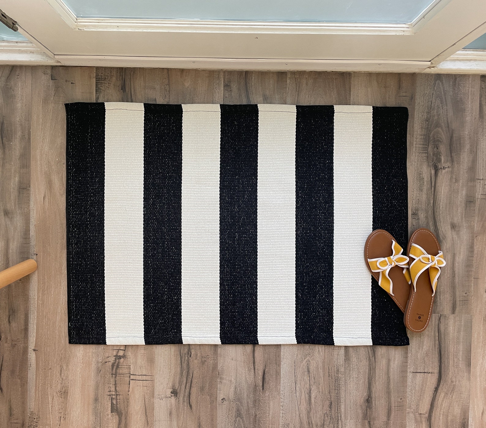 Black and White Striped Rug, Accent Rug, Doormat Layering Rug, Small ...
