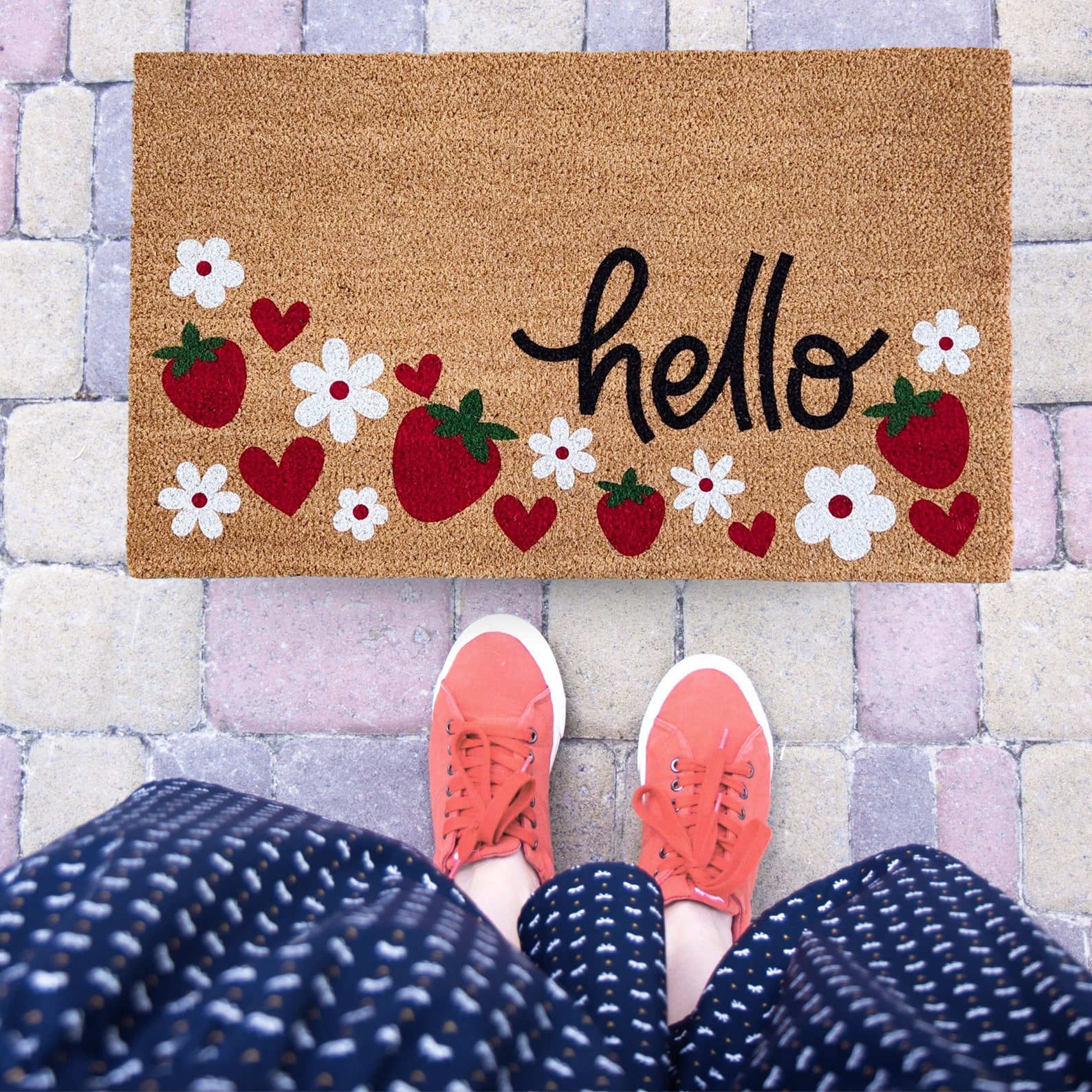 Strawberry Doormat Flowers, Colorful Doormat Summer, Strawberry Decor ...