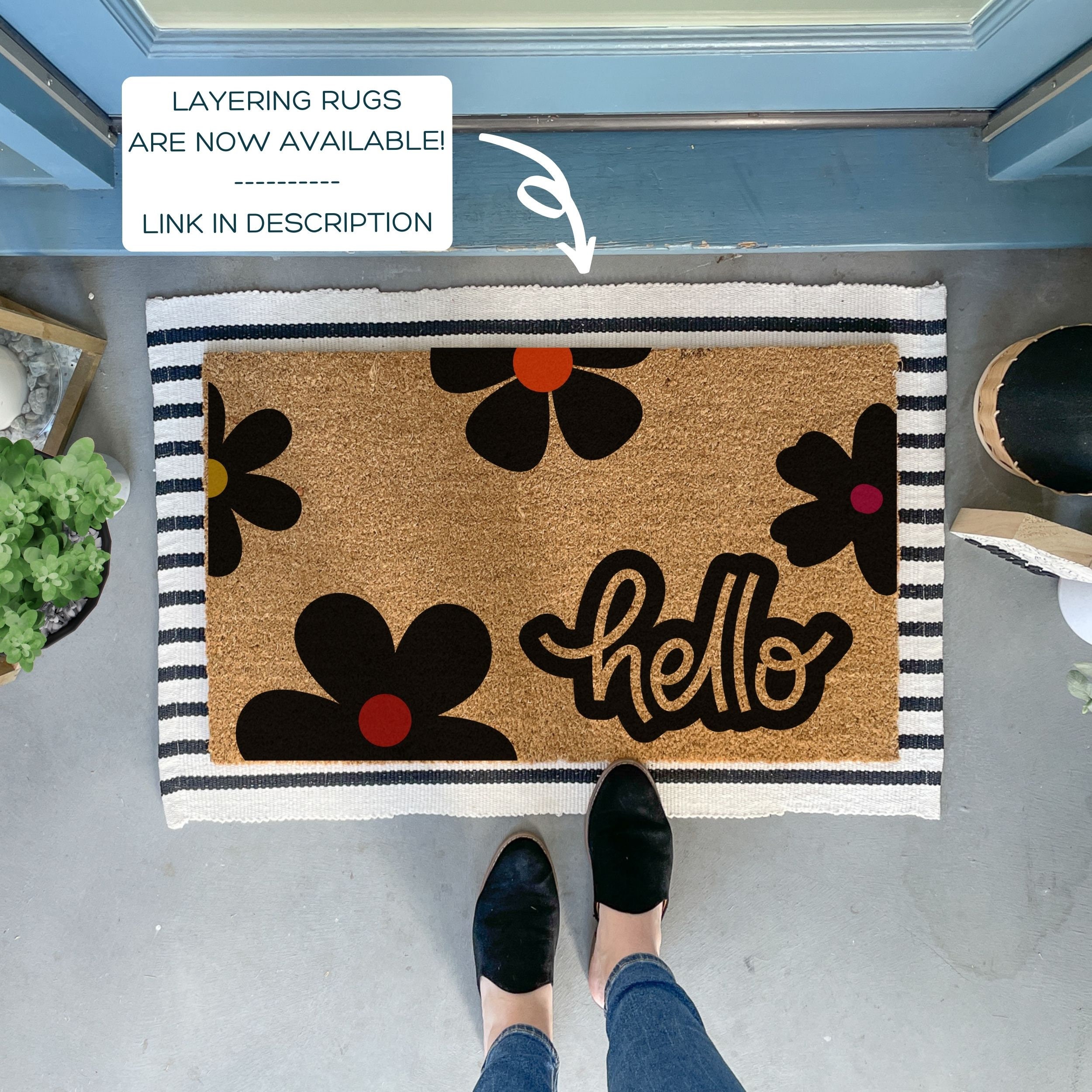 Spring Doormat Flowers, Daisy Doormat Large, Floral Door Mat, Spring ...