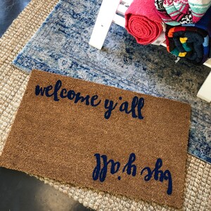 Hello Goodbye Doormat, Welcome Y'all Mat, Funny Doormat, Southern Decor ...