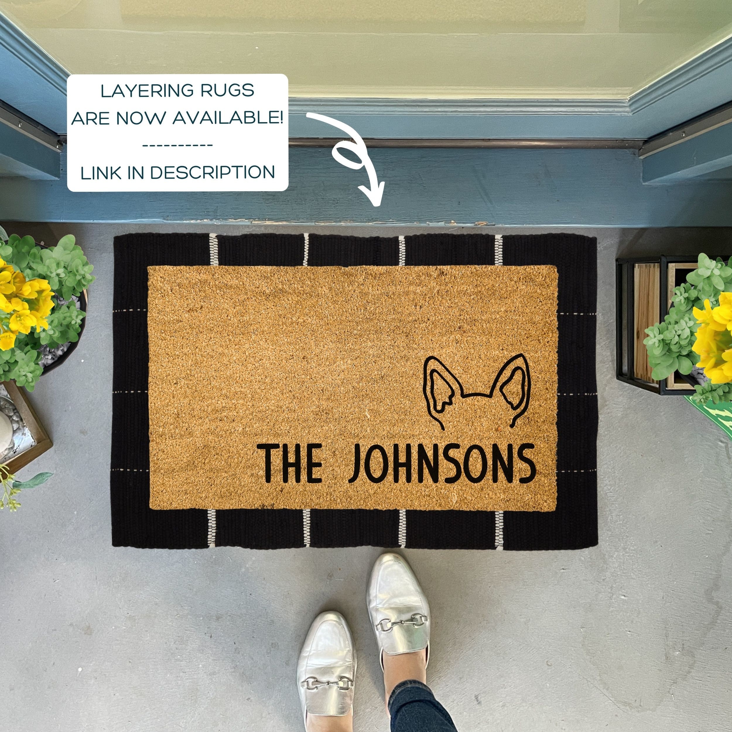 Custom Dog Doormat, Dog Ear Door Mat, Personalized Dog Gift, Last Name ...