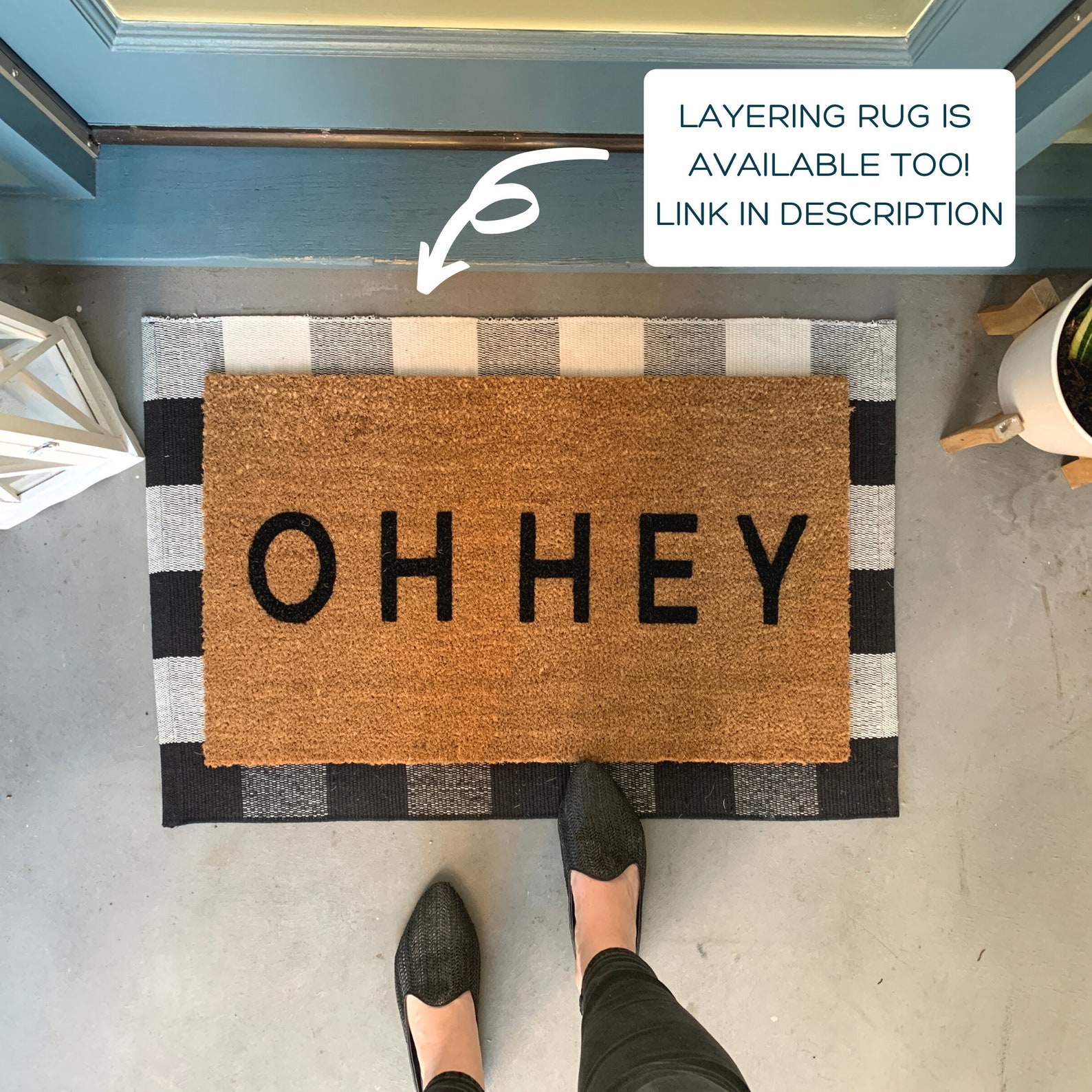 Modern Doormat Oh Hey Mid-century Decor Cute Doormat Coir - Etsy