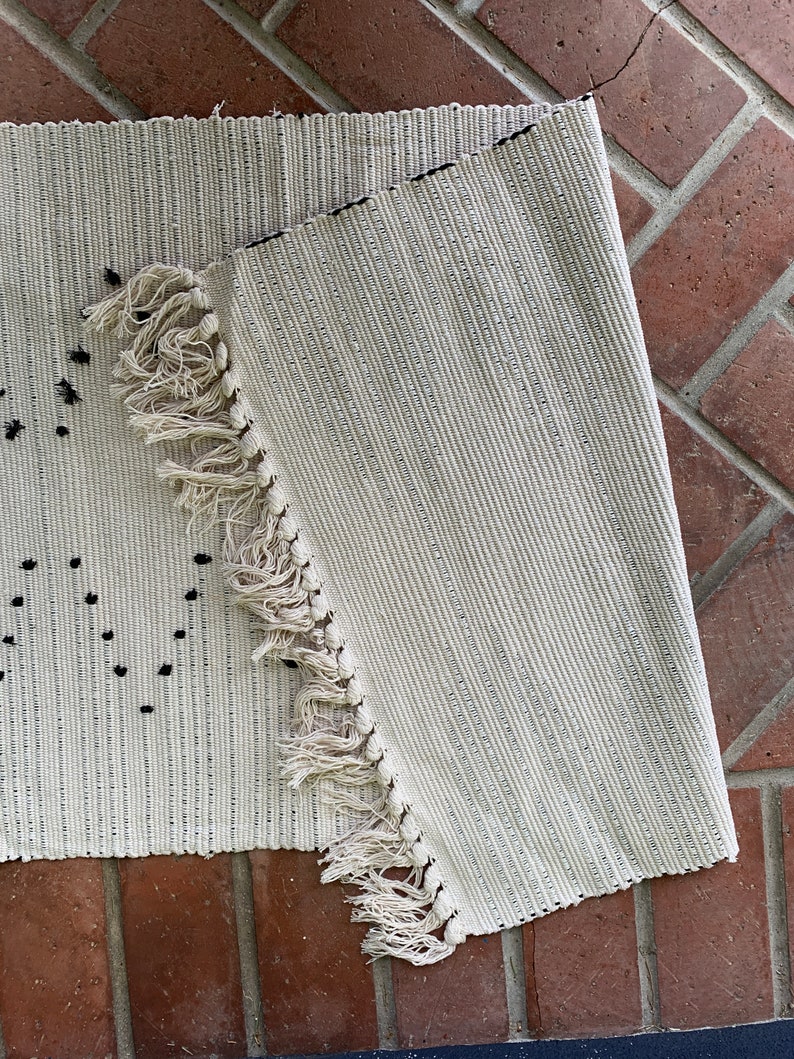Black and Cream Pattern Area Rug / Doormat Layering Rug / | Etsy