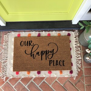 Our Happy Place Doormat, Farmhouse Doormat Outdoor, Housewarming ...